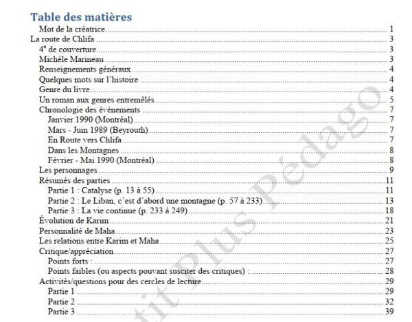 La route de Chlifa. Guide de lecture
